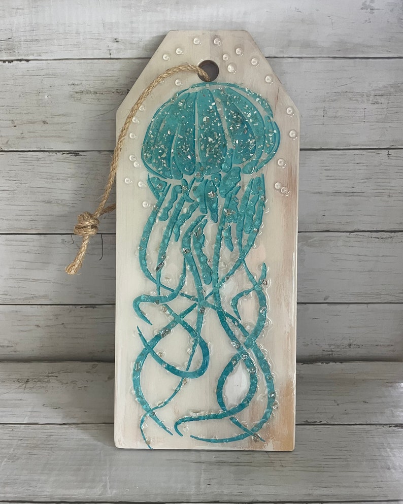 Wood and Resin Jellyfish Sign With Glass Embellishment - Etsy