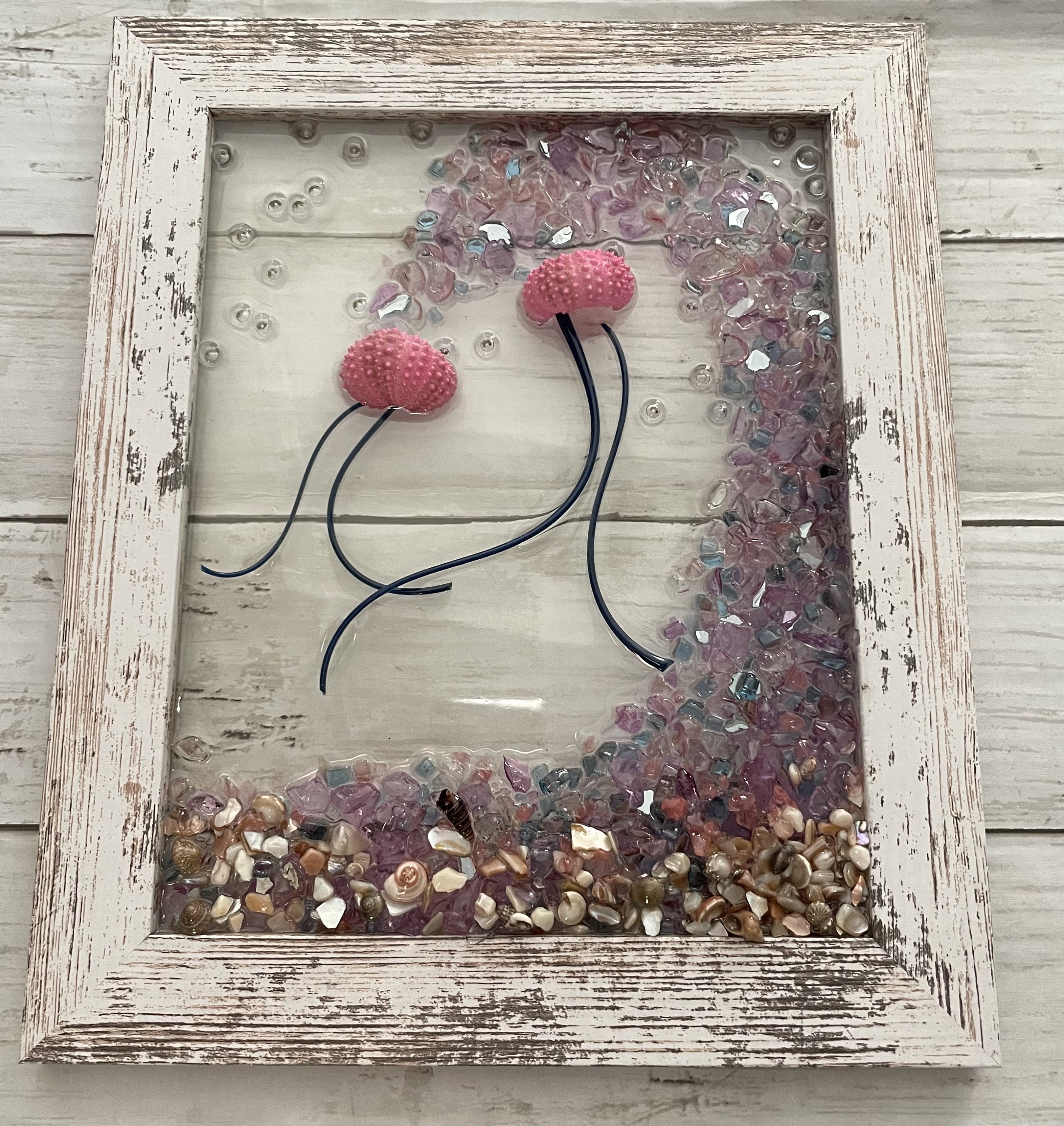 Jellyfish Wall Decor in Glass Frame With Crushed Glass - Etsy