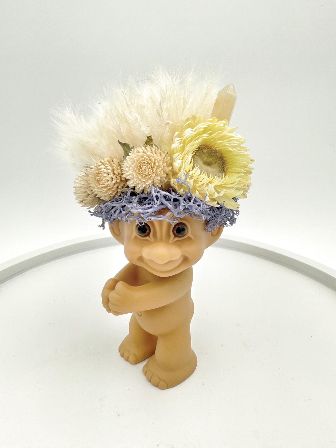 Vintage Troll Doll With a Dried Flower & Quartz Crystal Crown - A ...
