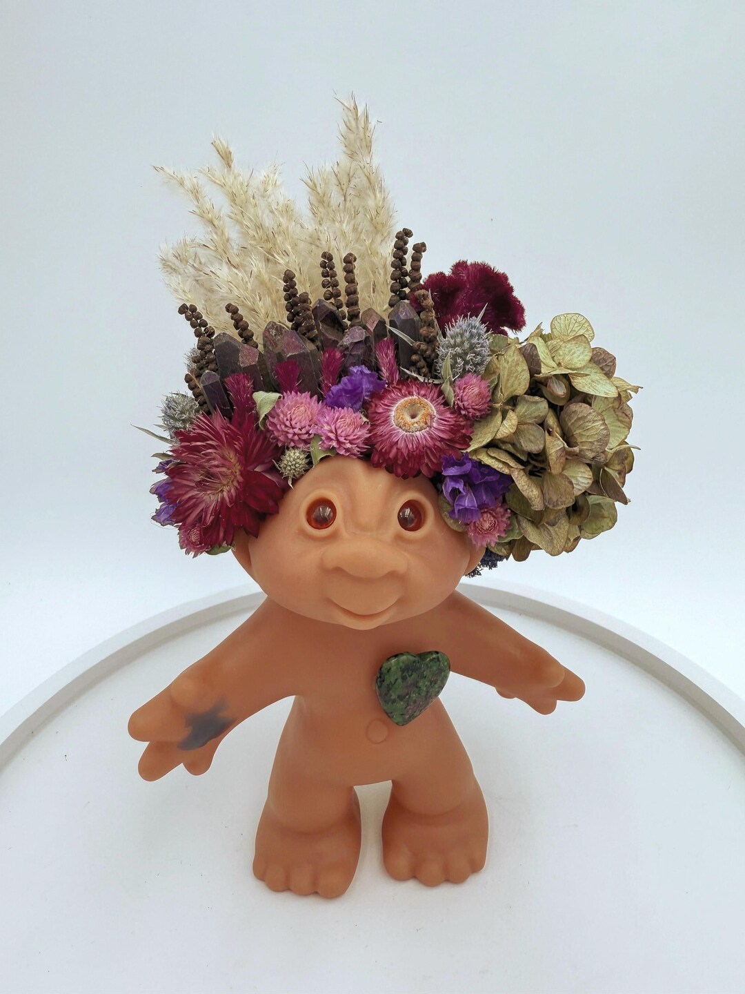 Handcrafted Repurposed Vintage Botanical Troll Doll Art Figurine With ...