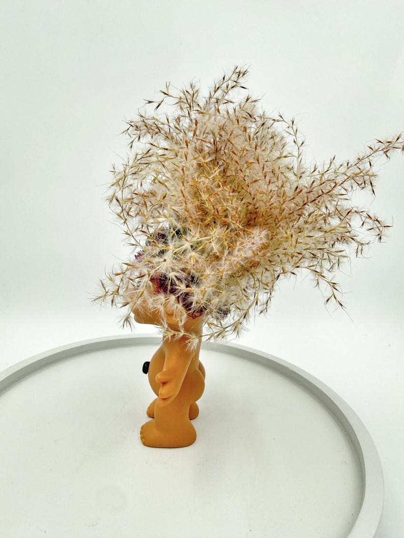 Vintage Troll Doll With Dried Flowers, Crystals and Grasses- Unique ...