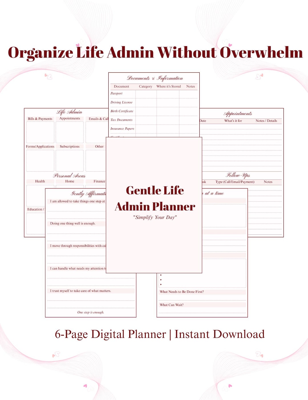 Life Admin Planner Printable | Mental Load Organizer | Home & Personal ...