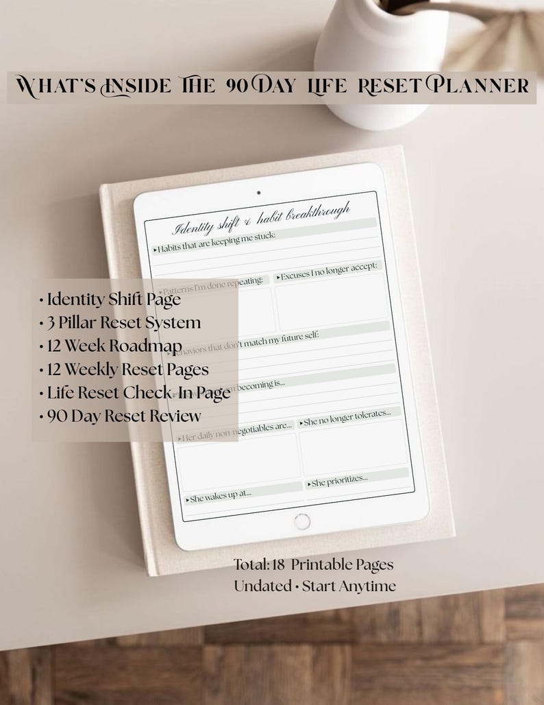 90 Day Life Reset Planner | 12 Week Transformation Workbook | Habit ...