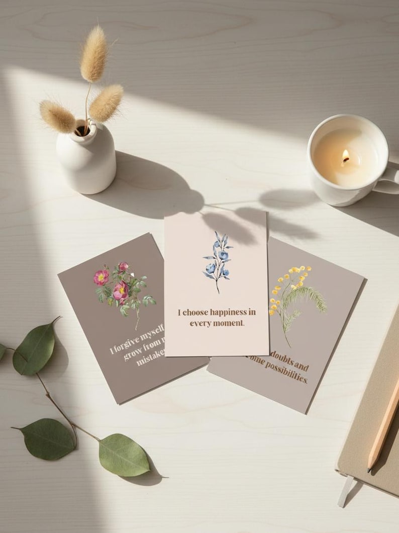 Floral Affirmation Cards | Positive Quotes | 30 Blooming Designs ...