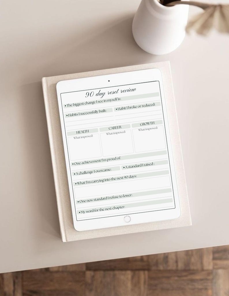 90 Day Life Reset Planner | 12 Week Transformation Workbook | Habit ...
