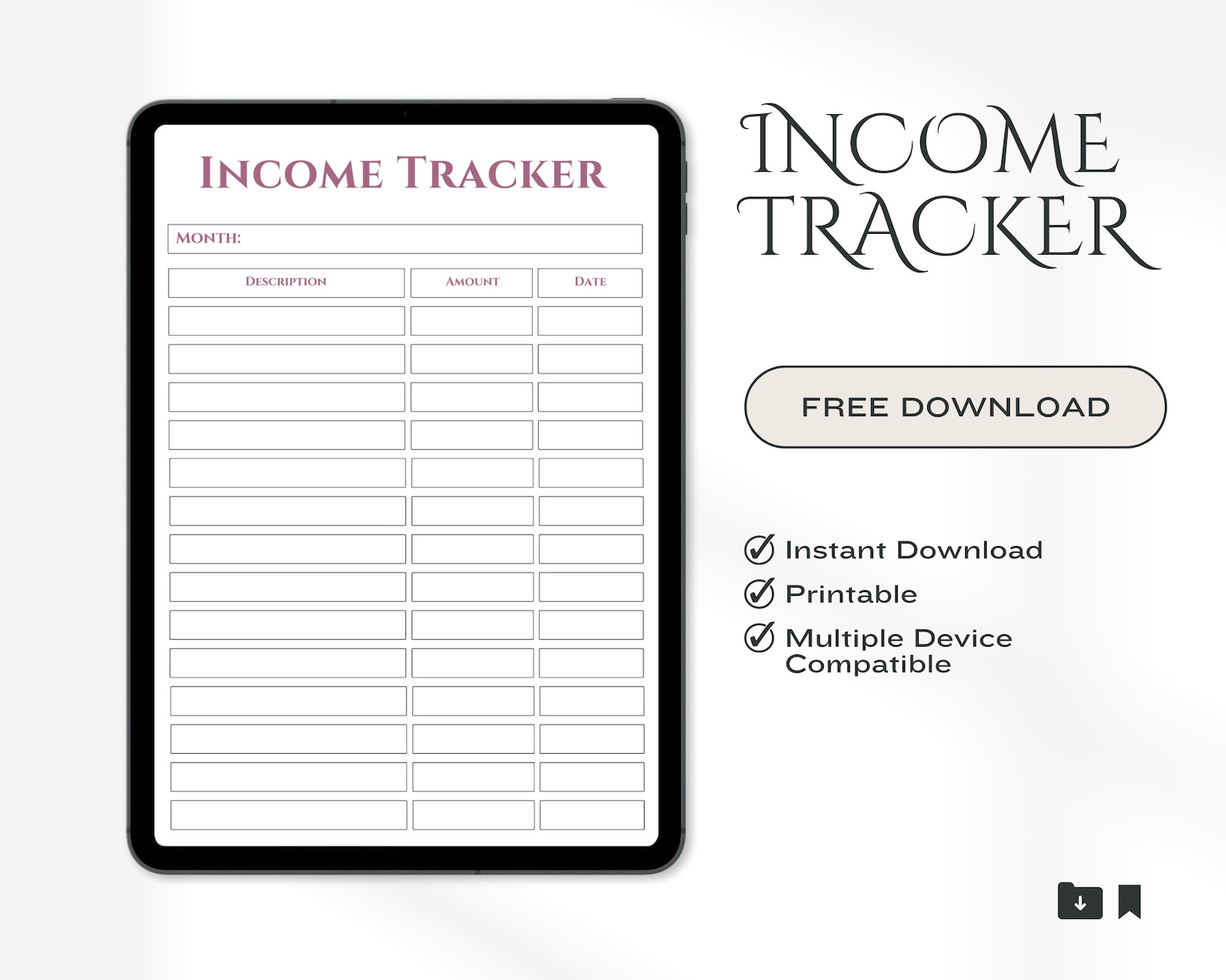 Income Tracker, Printable Income Planner, Income Journal, Income ...