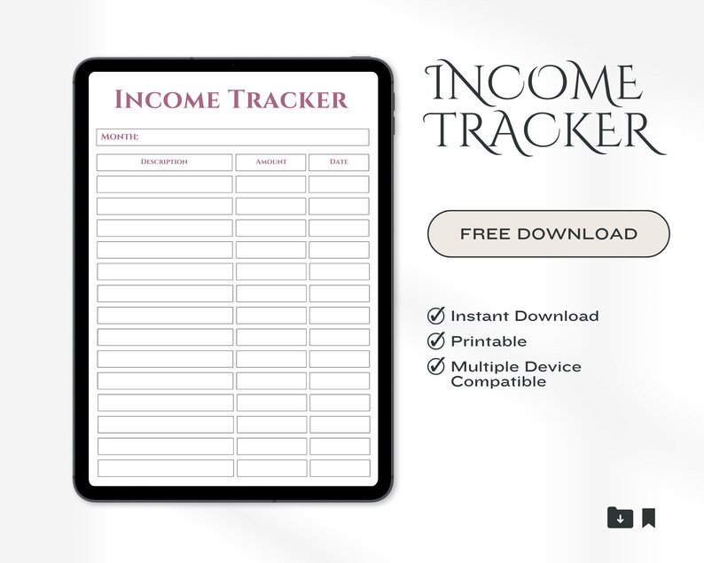 Income Tracker, Printable Income Planner, Income Journal, Income ...