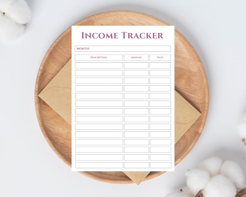 Income Tracker, Printable Income Planner, Income Journal, Income ...
