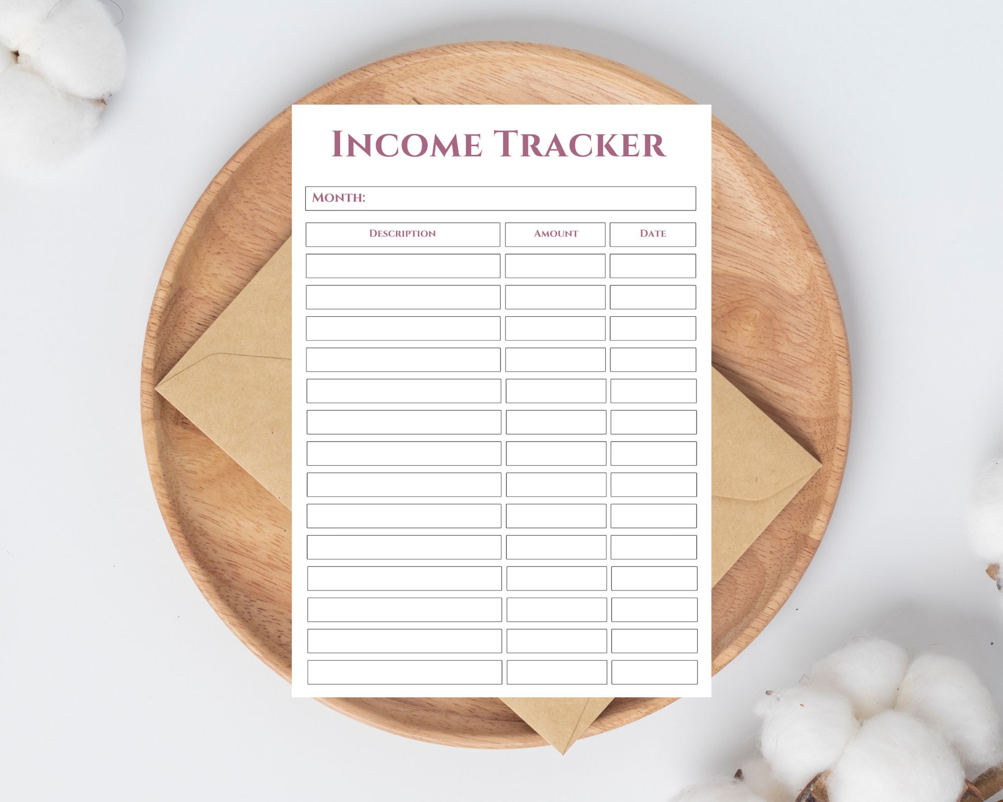 Income Tracker, Printable Income Planner, Income Journal, Income ...