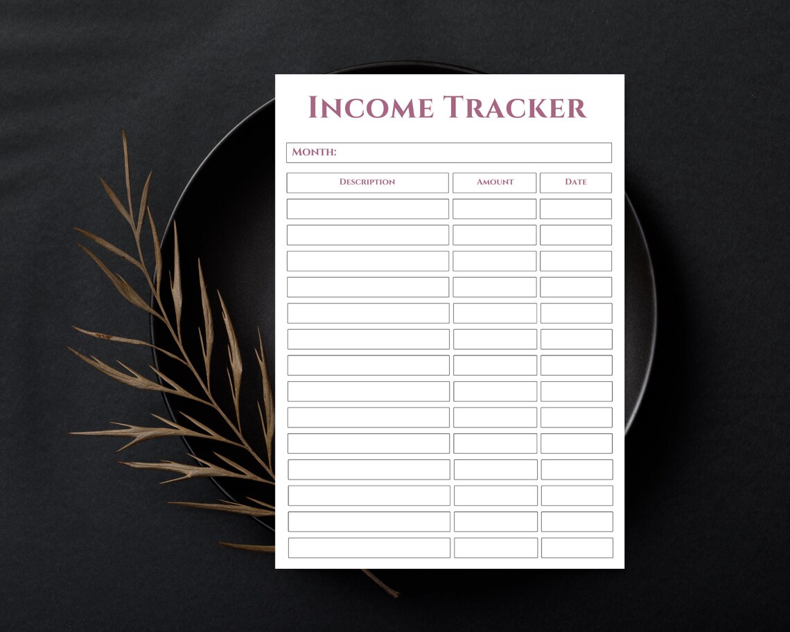 Income Tracker, Printable Income Planner, Income Journal, Income ...