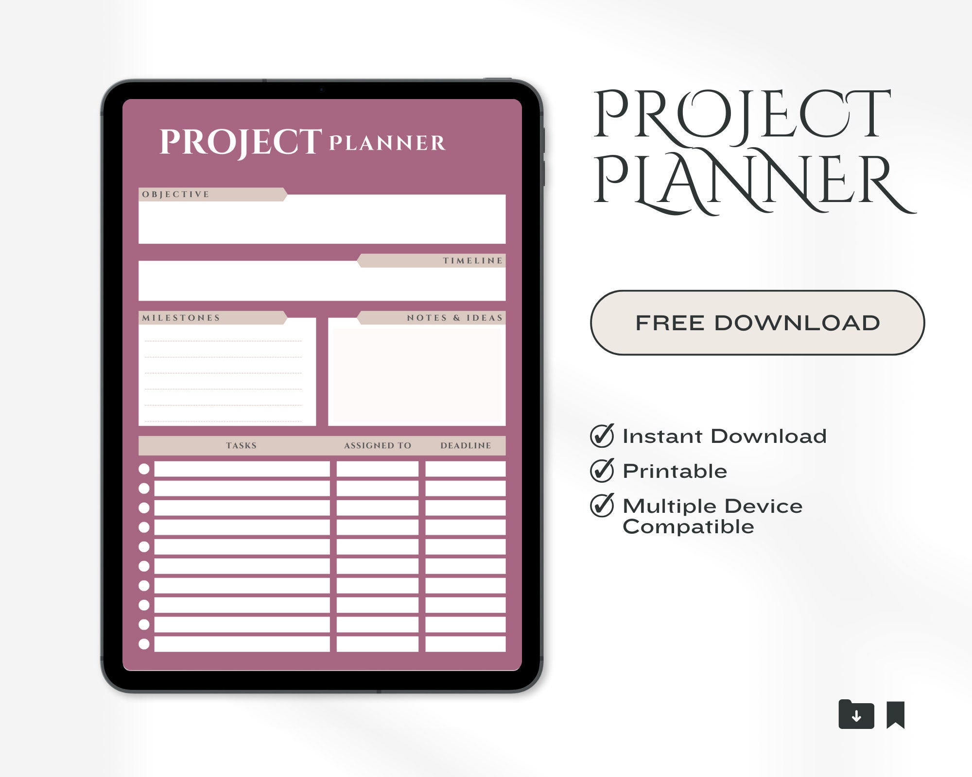 Project Planner, Printable Project Planner, Project Management, Project ...