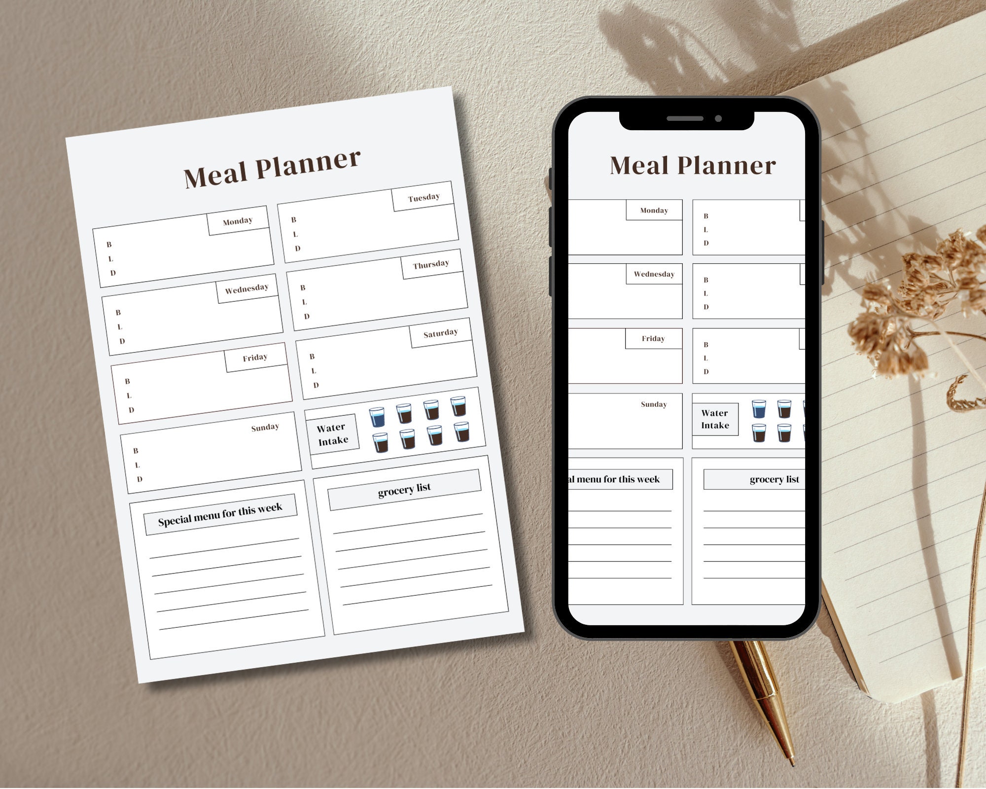 Meal Planner, Printable Meal Planner, Menu Planner, Meal Planner ...