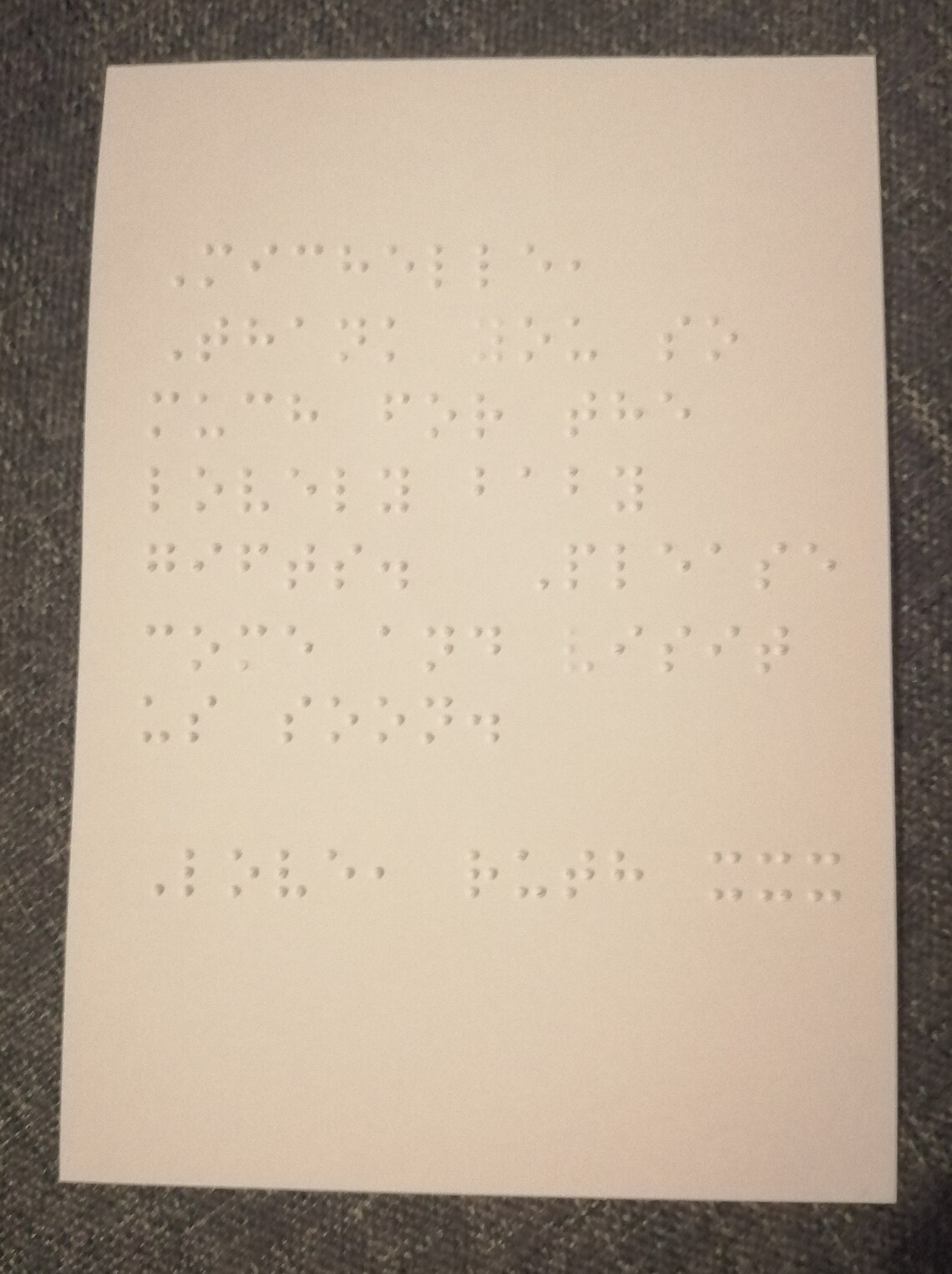 A6 Braille Thank You Note Braille Gift Voucher Insert Braille Card ...