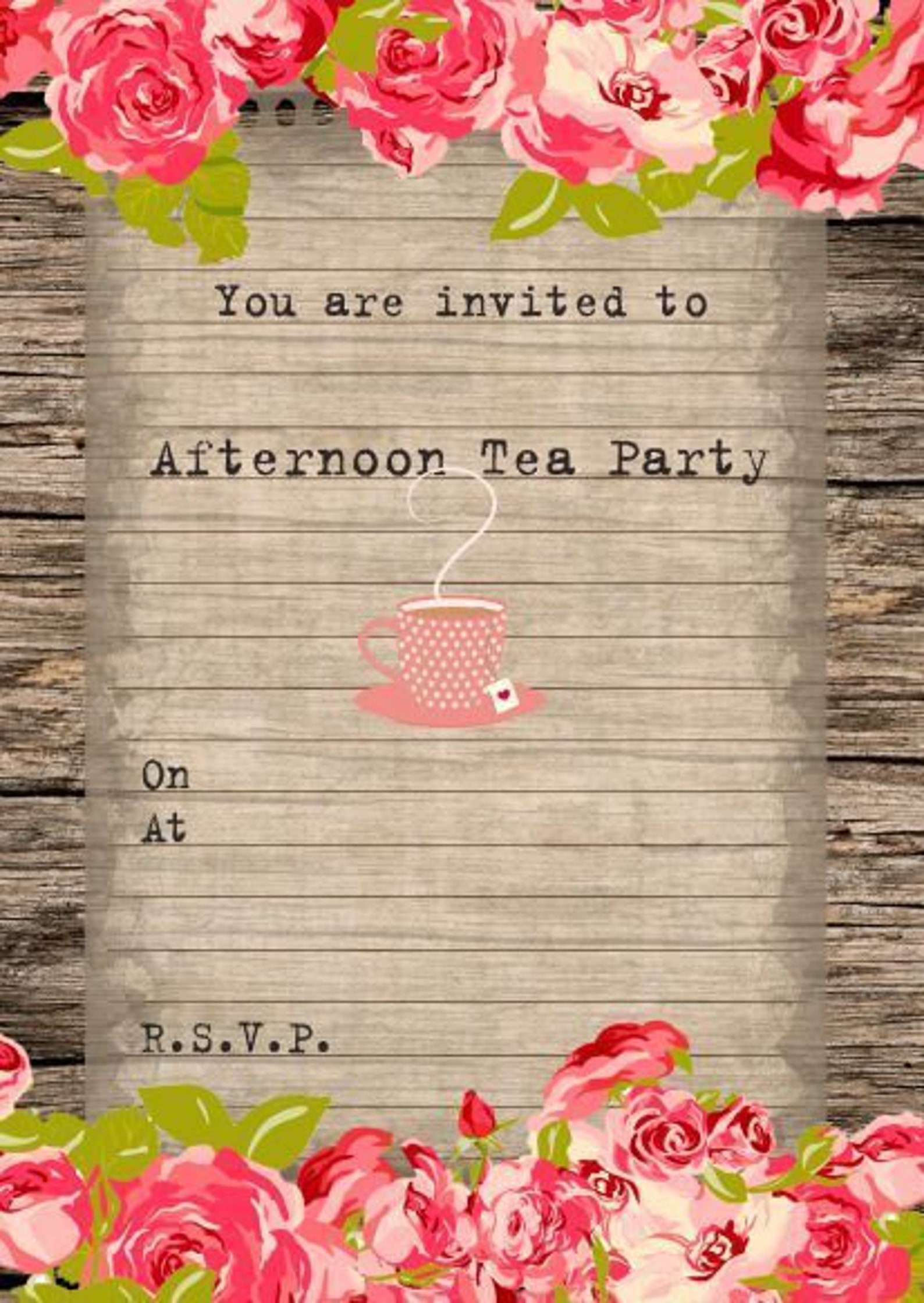 10 X Afternoon Tea Birthday Party Invitations - Etsy