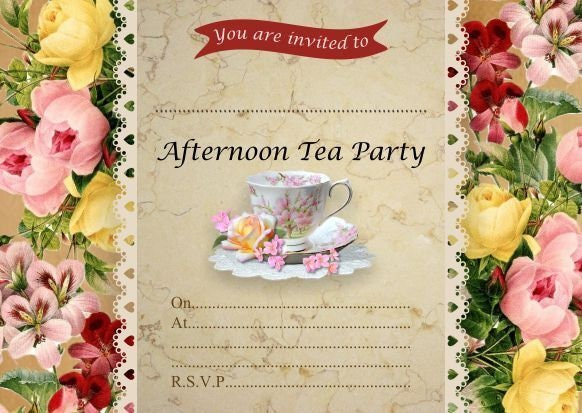 10 X Afternoon Tea Birthday Party Invitations - Etsy