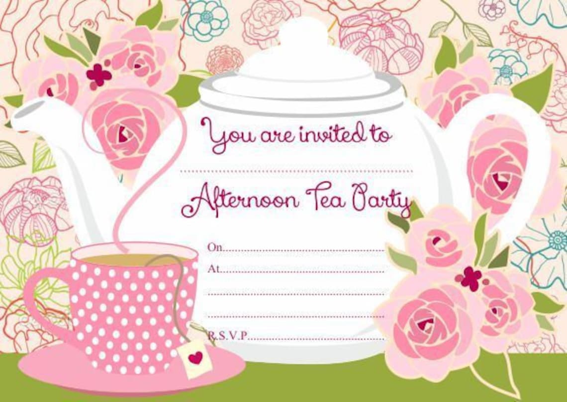 10 X Afternoon Tea Birthday Party Invitations - Etsy