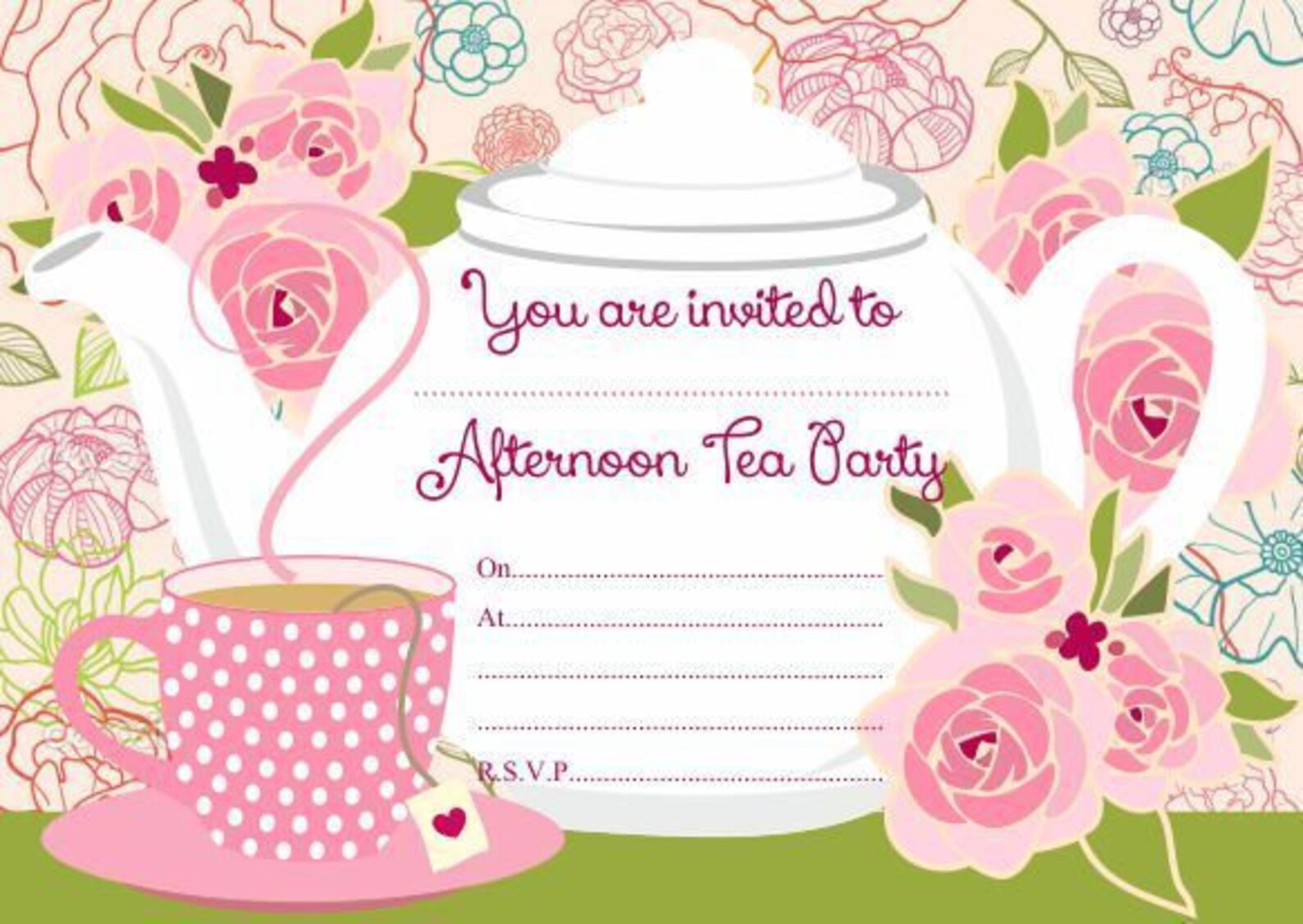 10 X Afternoon Tea Birthday Party Invitations - Etsy
