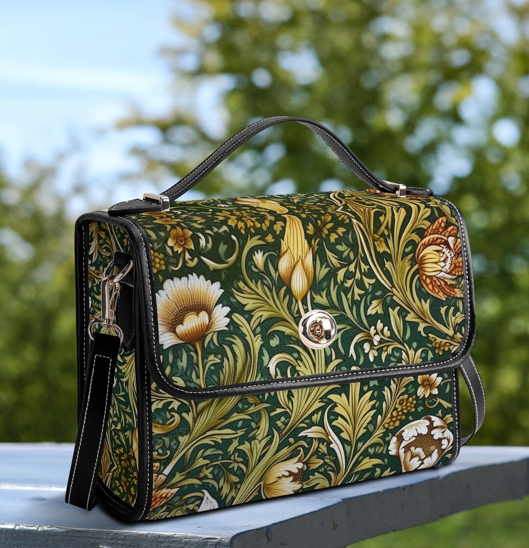 Cottagecore Retro Floral Satchel, Vintage Botanical Crossbody Bag for ...