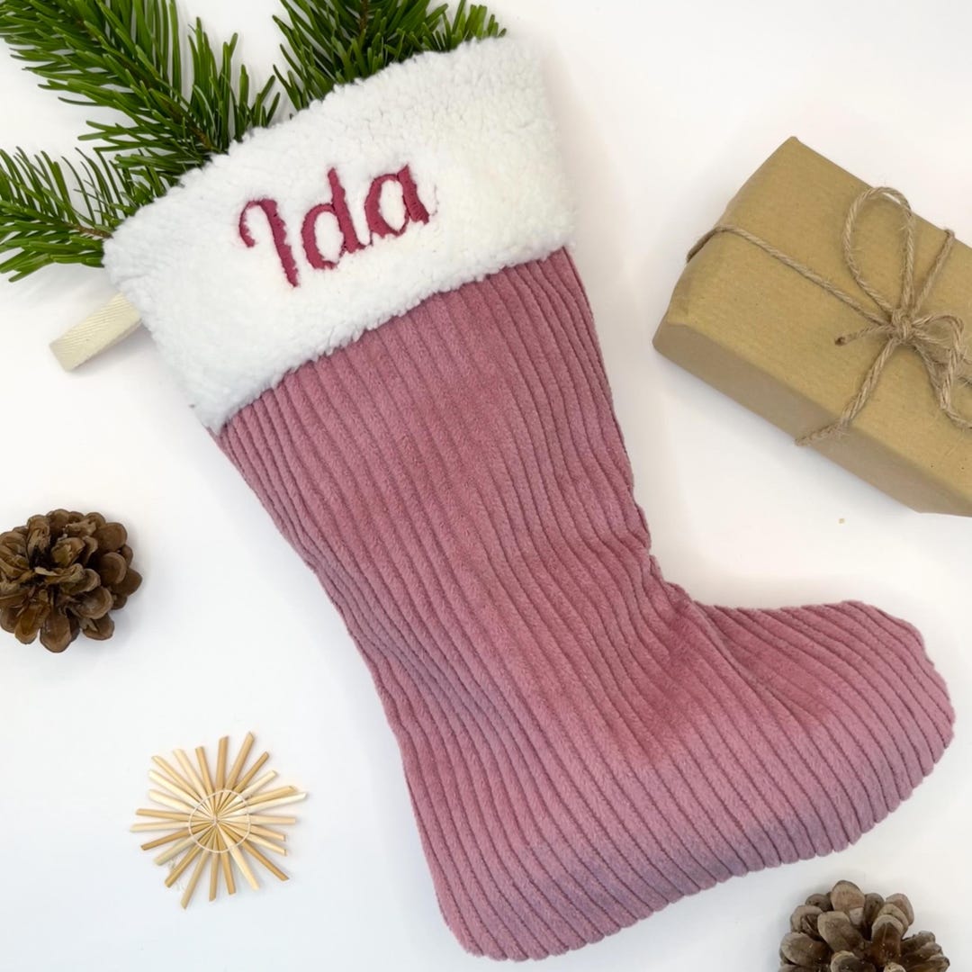 Personalized Santa Stocking 2024 Handmade & Embroidered Name Sock Boots ...