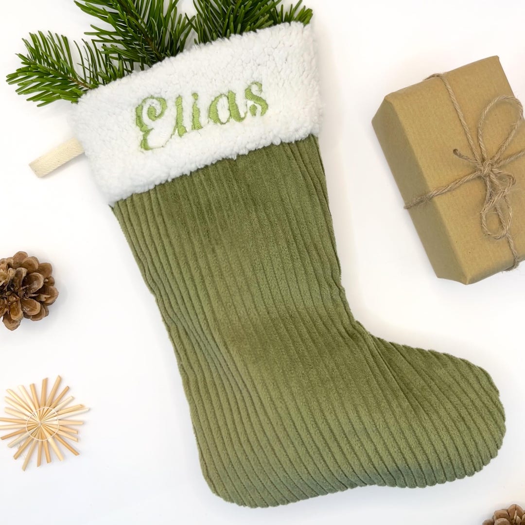 Personalized Santa Stocking 2024 Handmade & Embroidered Name Sock Boots ...