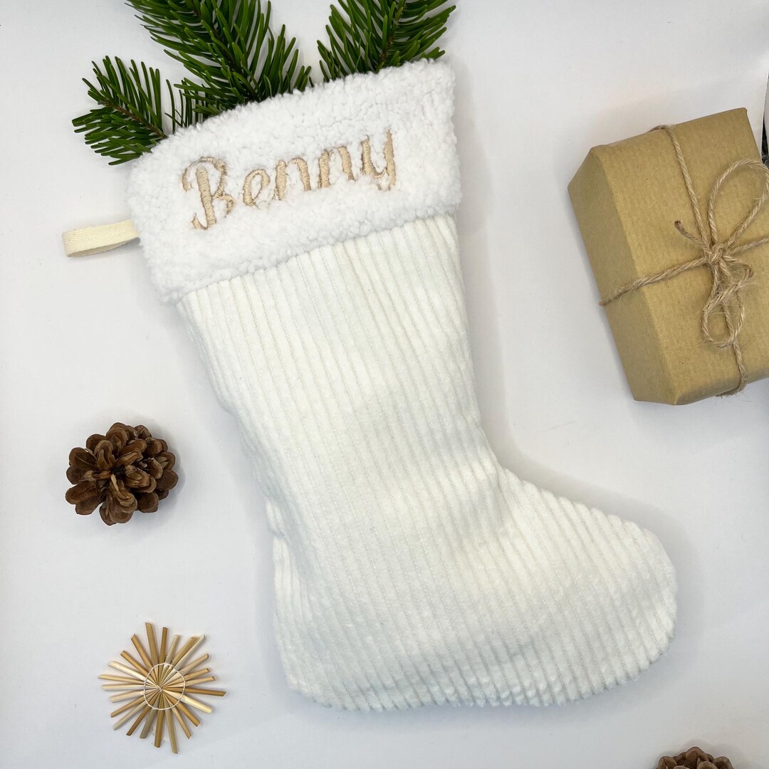 Personalized Santa Stocking 2024 Handmade & Embroidered Name Sock Boots ...
