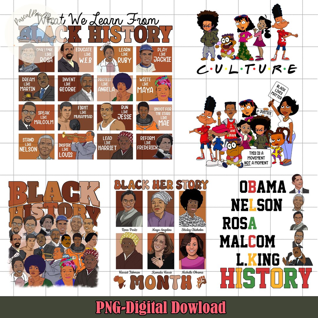 10 Black History Month Characters PNG Bundle, Black History Month Png ...
