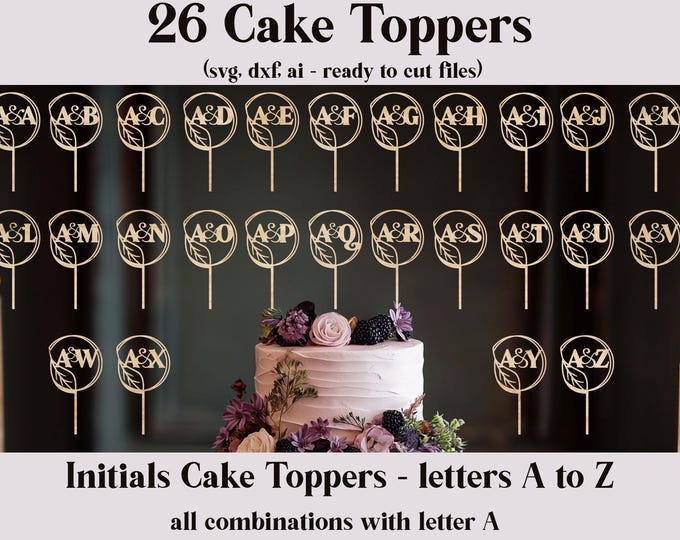 Personalized Monogram Cake Topper Svg, Custom Initial Cake Topper Svg ...