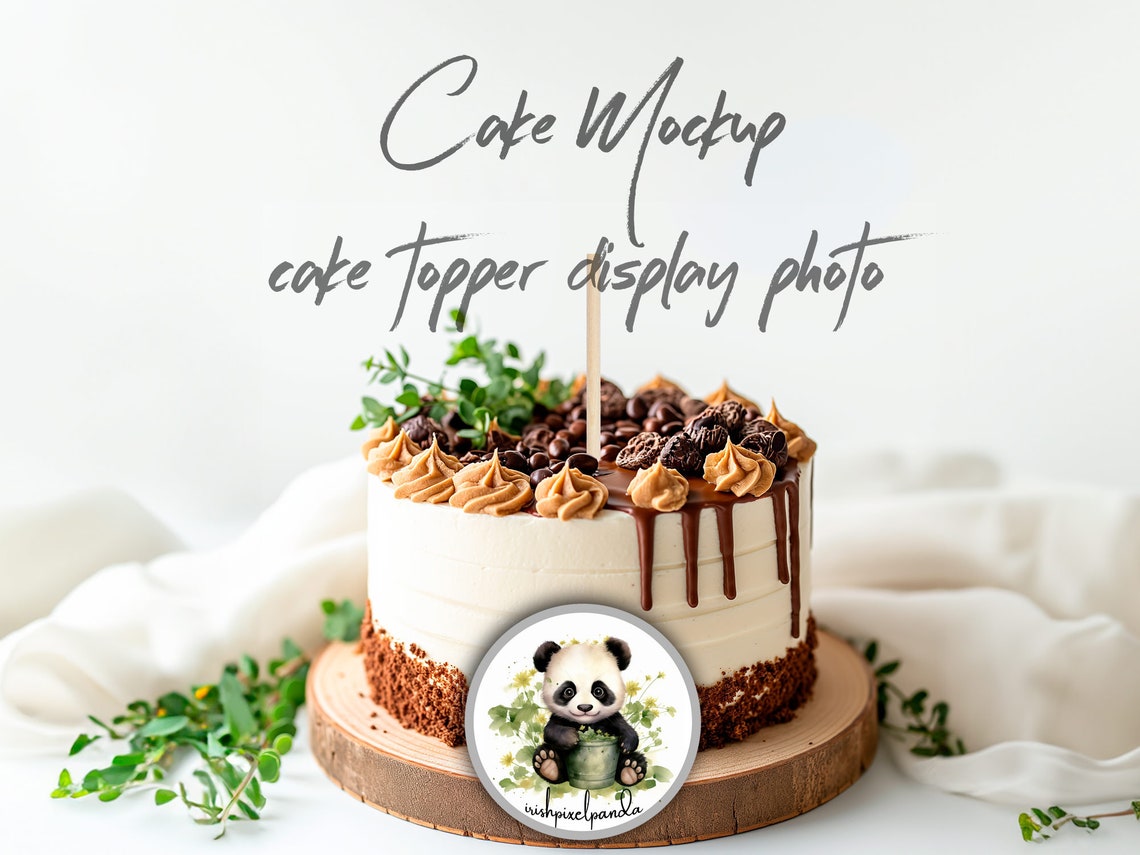 Cake Topper Display, Mockup for Cake Signs Toppers, Chocolate Creamy ...