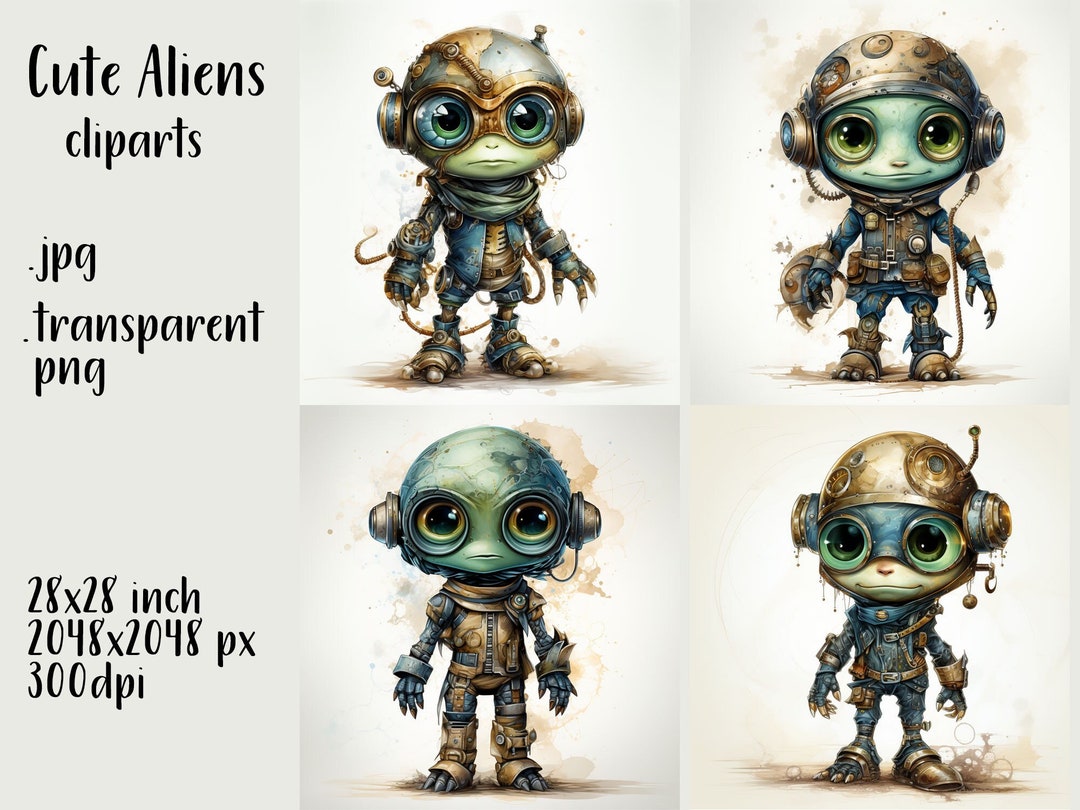 Alien Clipart, Cute Aliens Clipart Kids, Alien for T-shirt Print, Alien ...