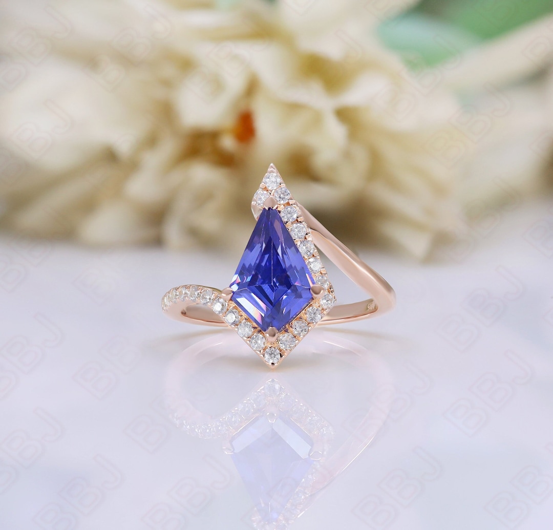 Kite Tanzanite Gemstone 925 Silver 14K 18K Rose Gold Art Deco ...