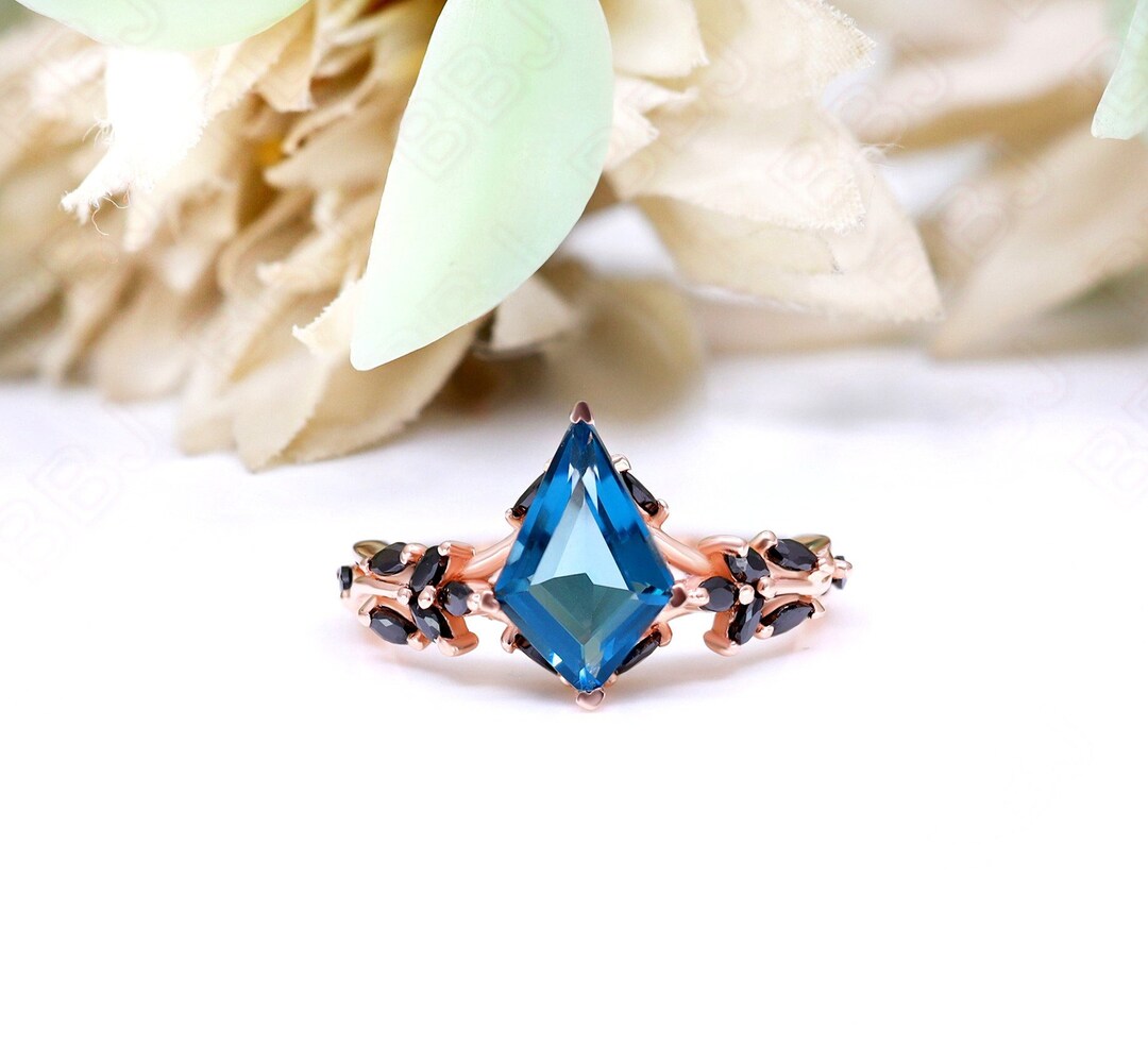 Kite London Blue Topaz Gemstone 925 Silver 14K 18K Rose Gold Engagement ...