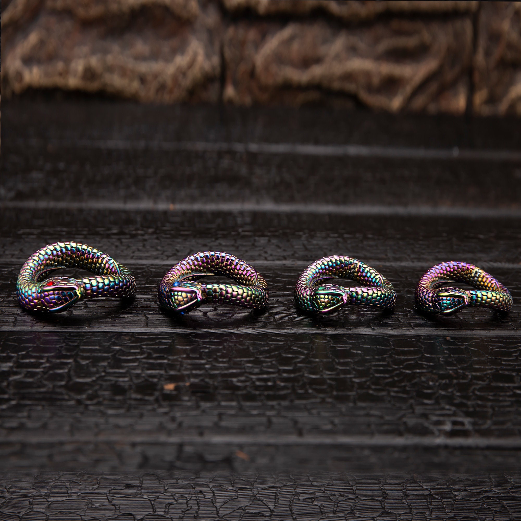 Viper Pattern Rainbow-plated Stainless Steel Penile Rings - Etsy