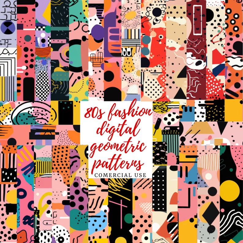80s Fashion Digital Geometric Patterns - Etsy