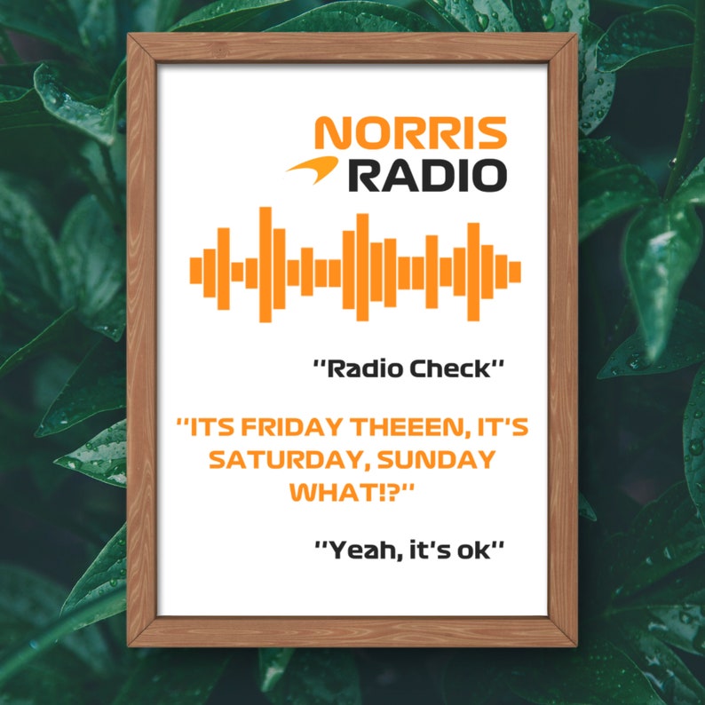 Lando Norris Mclaren Formula 1 | F1 Radio Check Printable Poster Wall ...