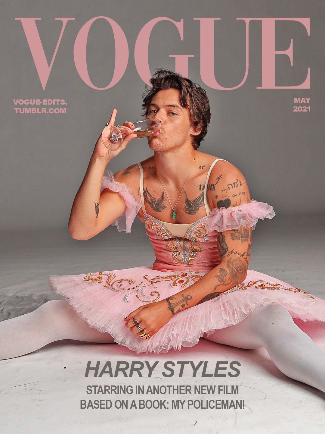 Harry Styles Set Of 3 Poster Print Vogue Magazine Cover A4 Unframed