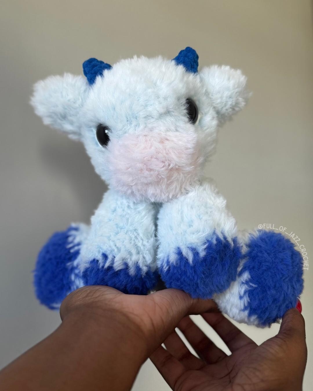Fluffy Blue Cow Plushie - Blueberry Inspired Faux Fur Crocheted Calf ...