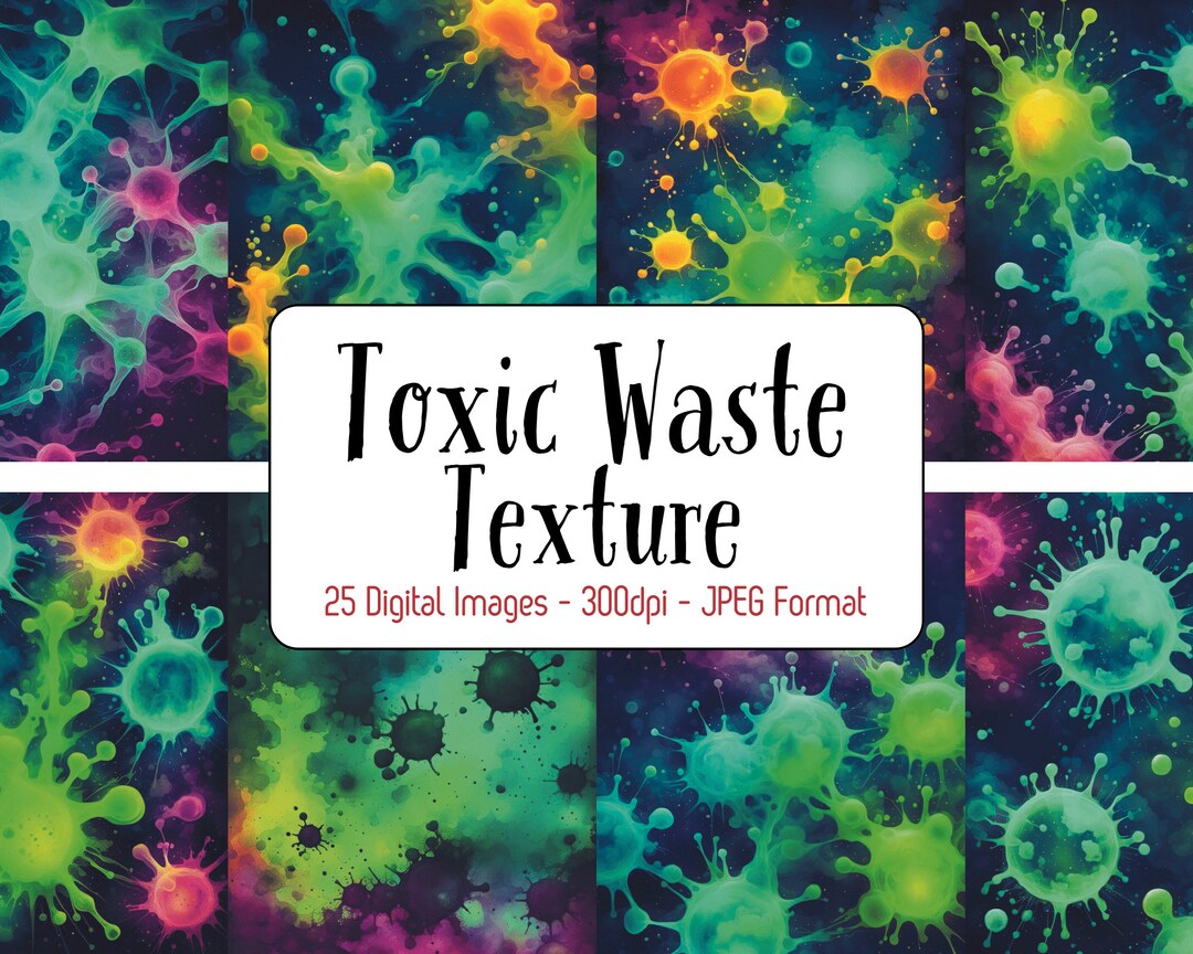 Toxic Waste Texture Digital Paper Acid Patterns, Toxic Hazard Backdrops ...