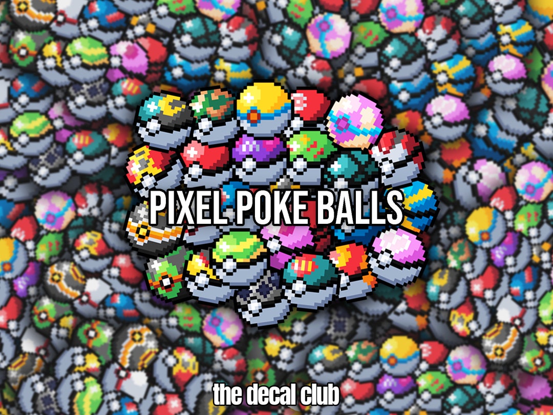 Pixelated Poke Ball Decal Stickers for Laptops: Anime & Gaming Vinyl ...