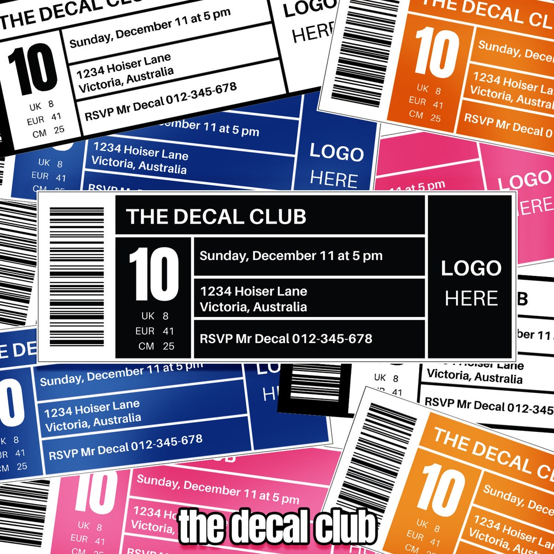 Set of 3 Custom Shoe Box Labels - Perfect for Sneaker Boxes & Party ...