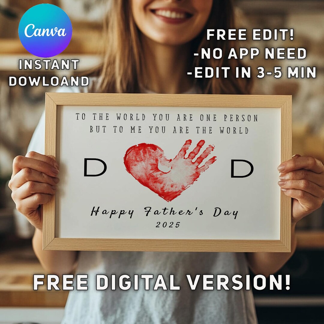 Father's Day Handprint Printable, DIY Craft Gift for Dad, Gift for Dad ...