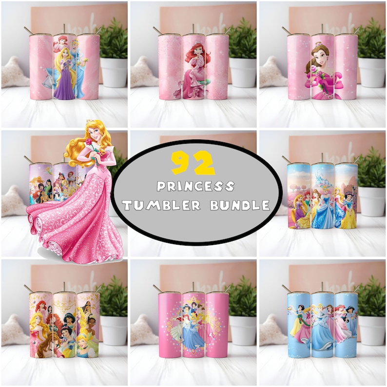 92 Files Princess Tumbler Wrap Bundle Princess Sublimation - Etsy