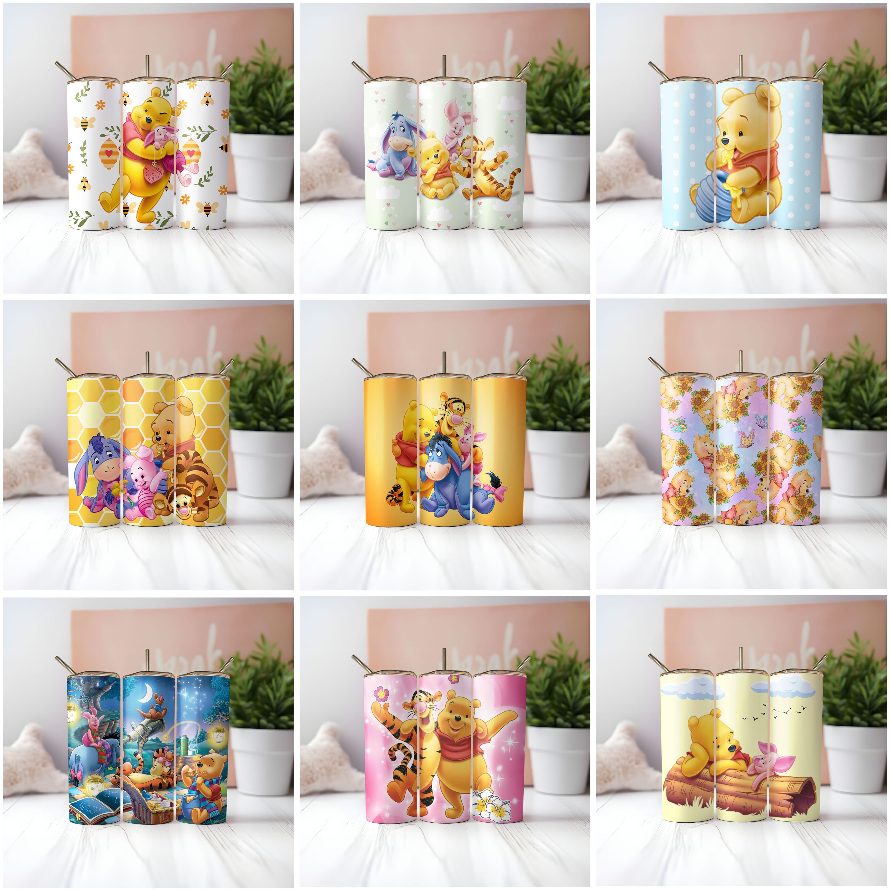 41 Winnie the Pooh Tumbler Wrap Bundle, Cartoon Tumbler Wrap, Winnie ...