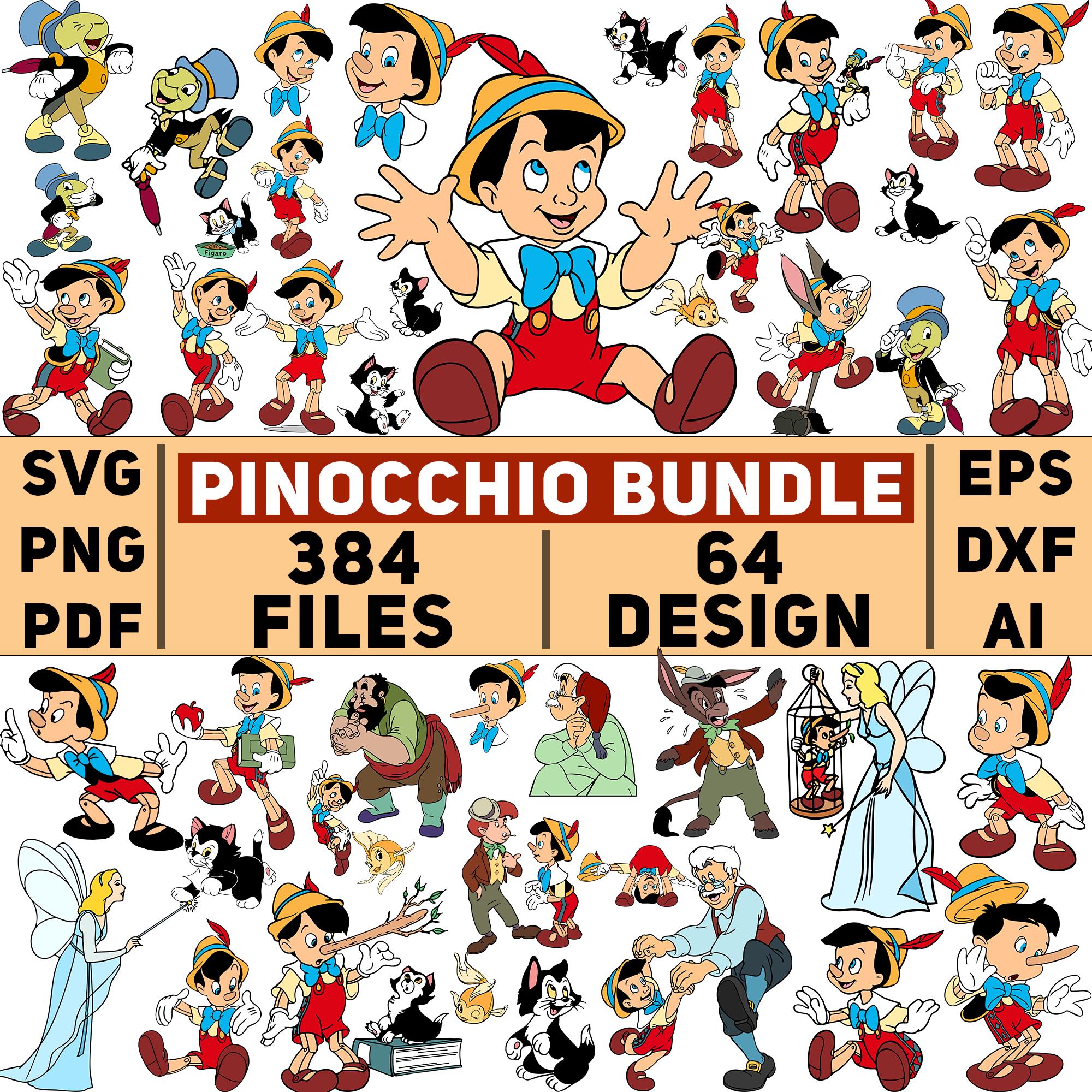 Pinocchio SVG Bundle | 64 Designs | Png Dxf Eps Pdf Ai Svg | Disney ...