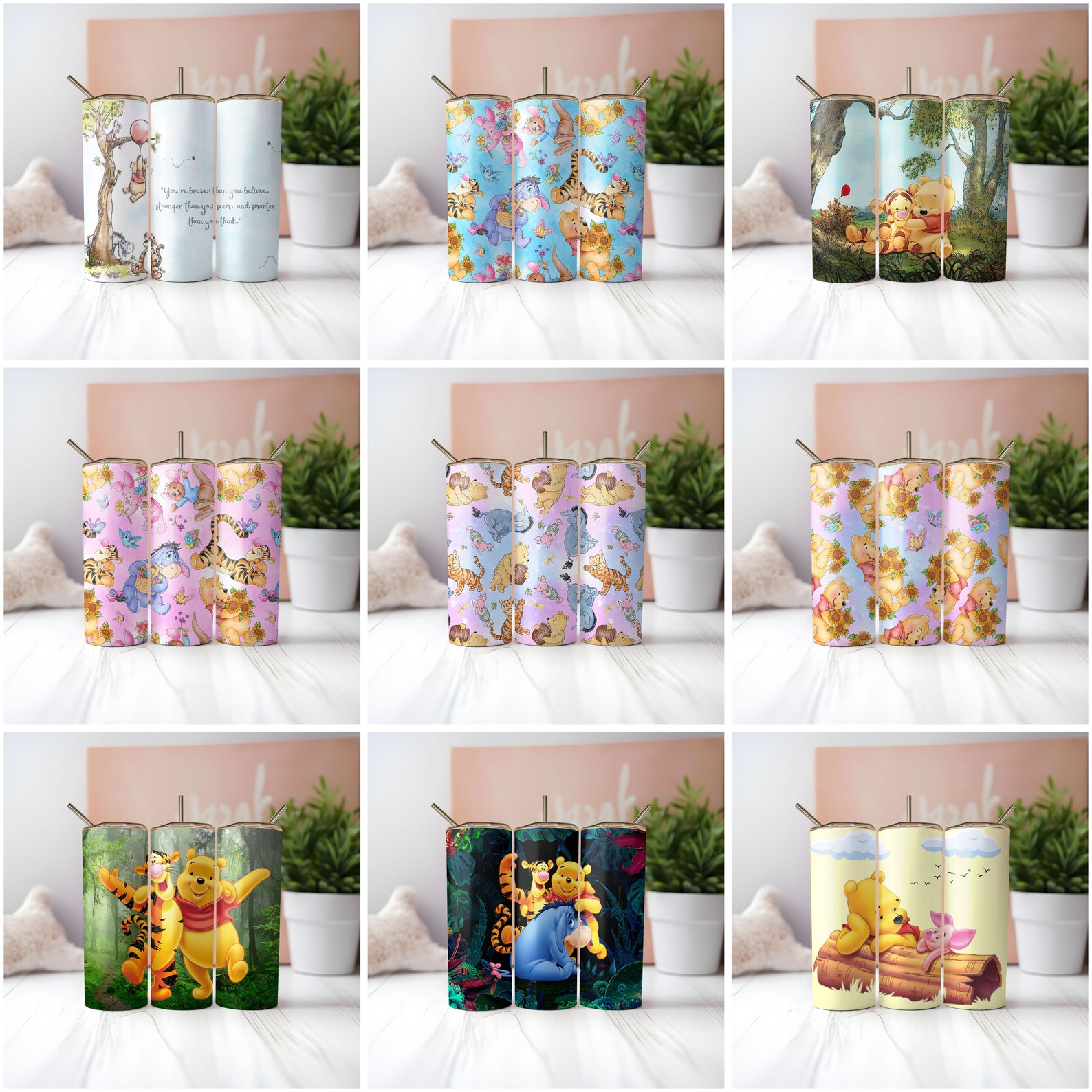 41 Winnie the Pooh Tumbler Wrap Bundle, Cartoon Tumbler Wrap, Winnie ...