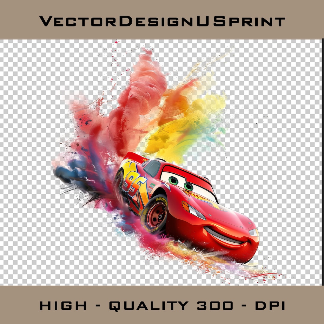 Lightning Mcqueen Cars Splash PNG Clipart Bundle, Watercolor Digital ...