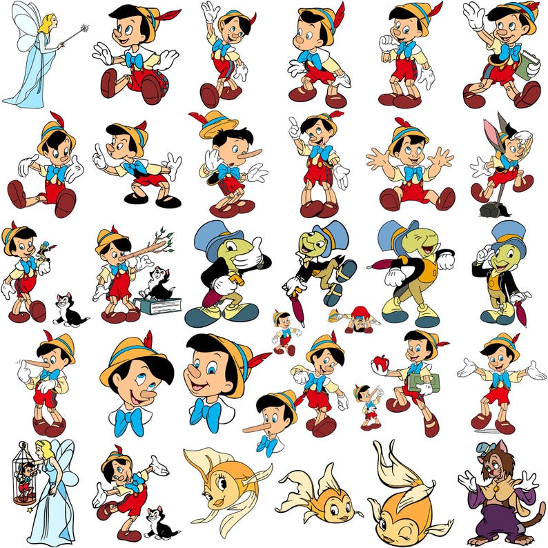 Pinocchio SVG Bundle | 64 Designs | Png Dxf Eps Pdf Ai Svg | Disney ...