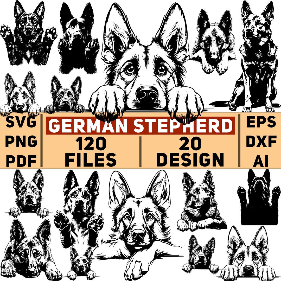 German Shepherd SVG Bundle | 120+ Dog Lover Designs | Digital Files for ...