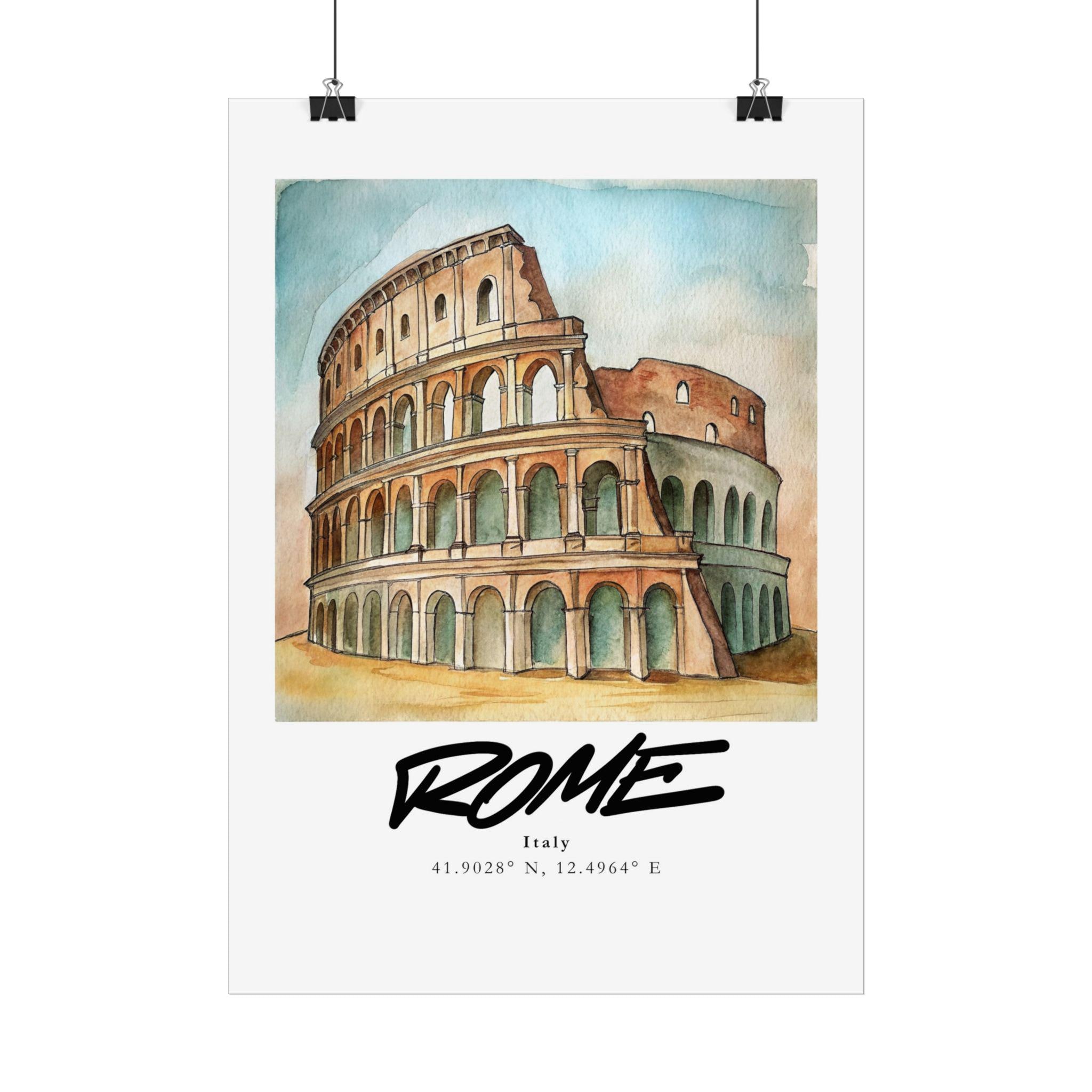 Colosseum Illustration, Rome Wall Art, Colosseum Digital Print, Rome ...