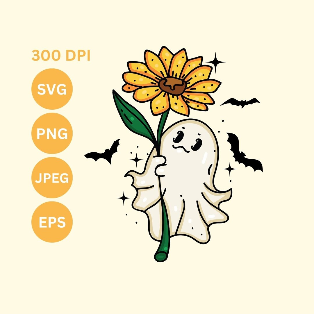 Halloween SVG, Ghost Svg, Sunflower Svg, Ghost Sunflower Svg, Halloween ...