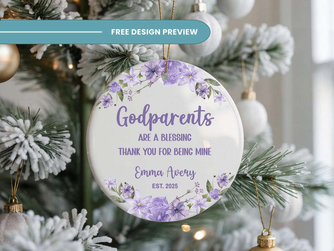 Godparent Gift Ornament for Baptism Gift, Personalized Christmas ...